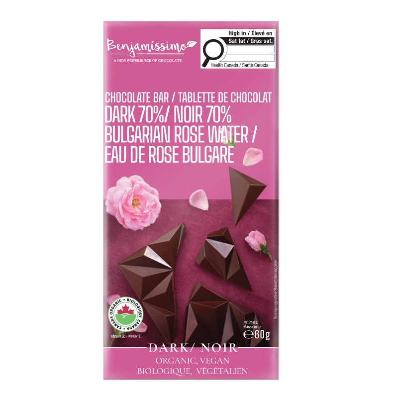 70% dark chocolate bar - Bulgarian rose water – La Moisson